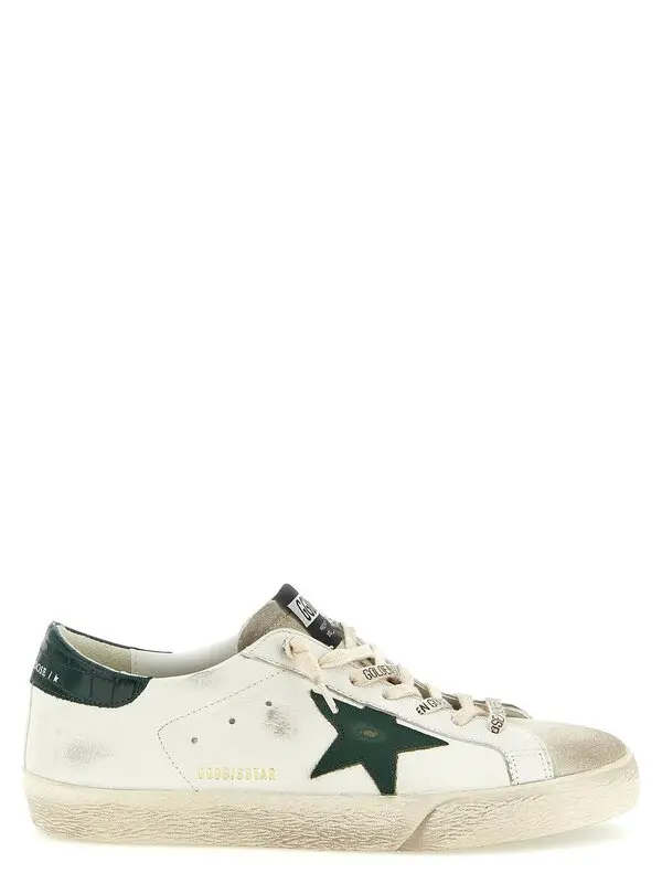 GOLDEN GOOSE Superstar Sneakers With Suede Toe And Crocodile-print Heel - Green
