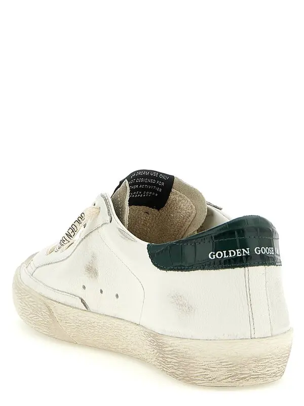 GOLDEN GOOSE Superstar Sneakers With Suede Toe And Crocodile-print Heel - Green