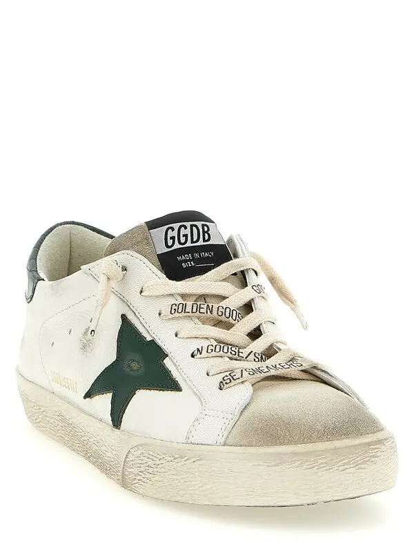 GOLDEN GOOSE Superstar Sneakers With Suede Toe And Crocodile-print Heel - Green