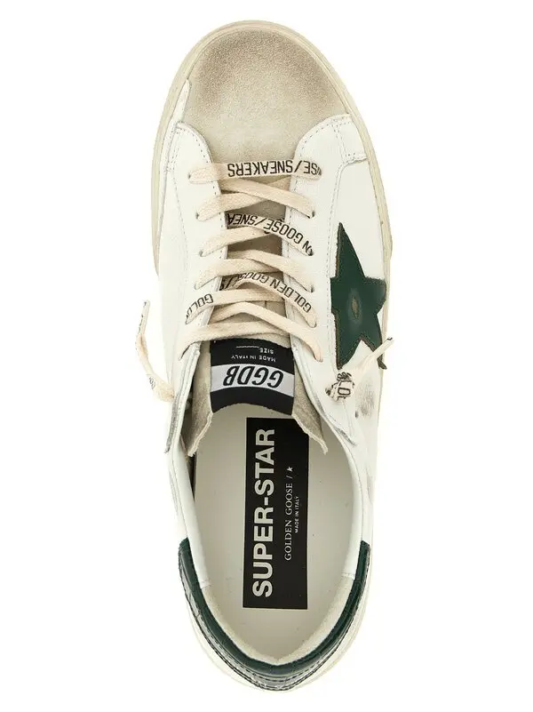 GOLDEN GOOSE Superstar Sneakers With Suede Toe And Crocodile-print Heel - Green