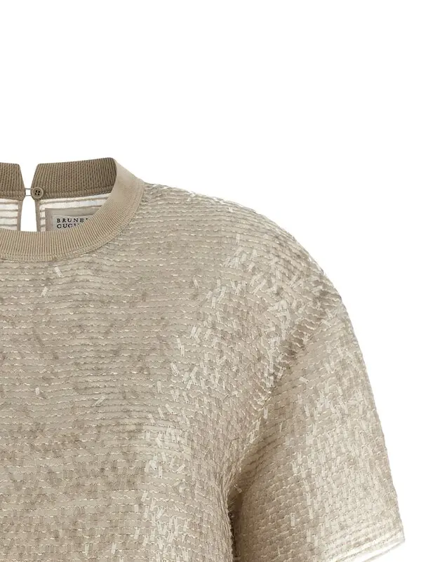 Brunello Cucinelli Dazzling Cascade Embroidery" T-shirt