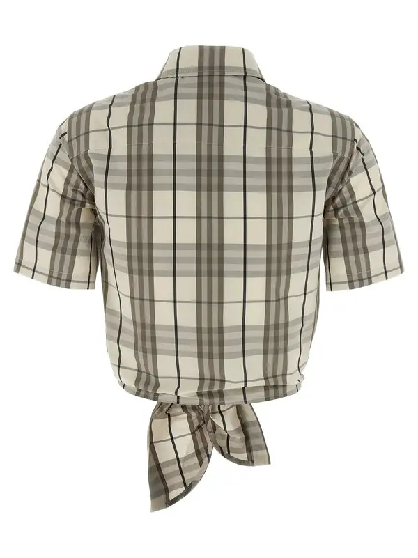 Burberry Cropped Check Print Cotton Shirt - Multicolor