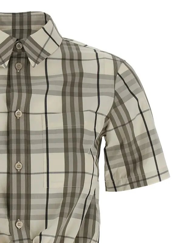 Burberry Cropped Check Print Cotton Shirt - Multicolor