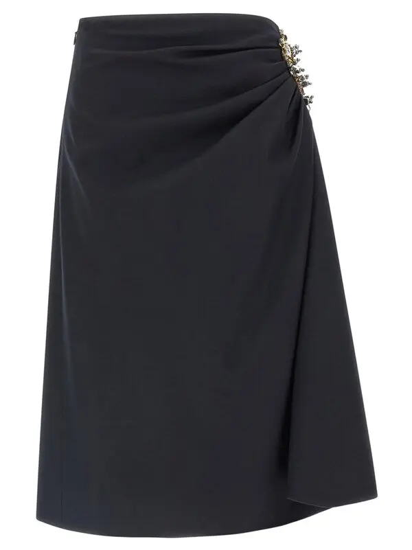 Dries Van Noten Sovora Wool Midi Skirt With Embellishment - Blue