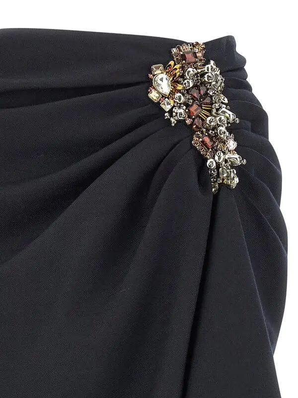 Dries Van Noten Sovora Wool Midi Skirt With Embellishment