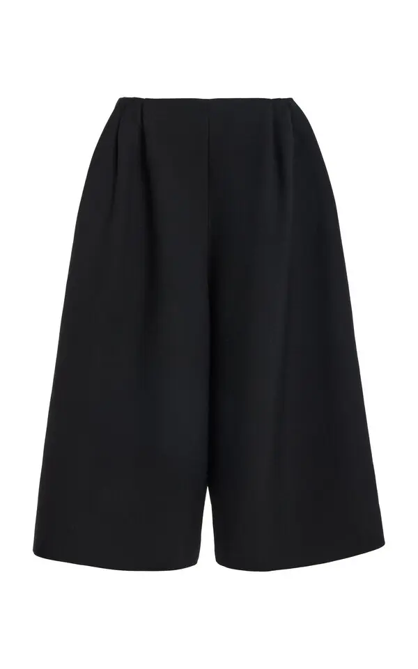 THE ROW Fauna Wool Twill Wide-leg Shorts - Black