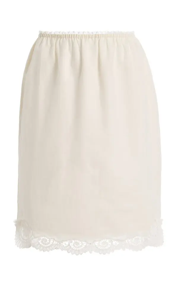 Posse Darya Lace-trimmed Linen-cotton Midi Skirt - Ivory