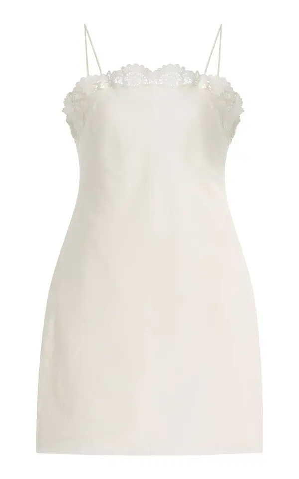 Posse Darya Lace-trimmed Linen-cotton Mini Dress - Ivory
