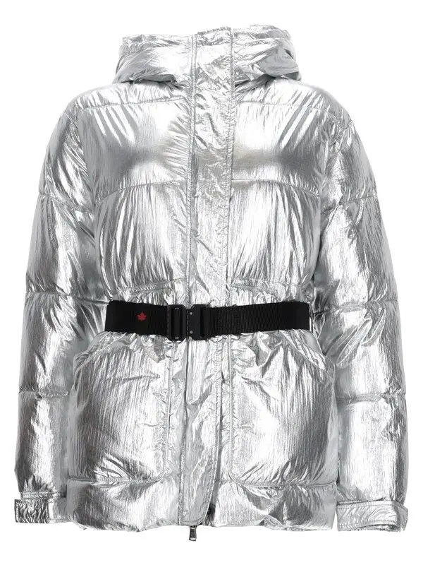 CANADIAN CLASSICS Belted Hooded Down Jacket - Silver