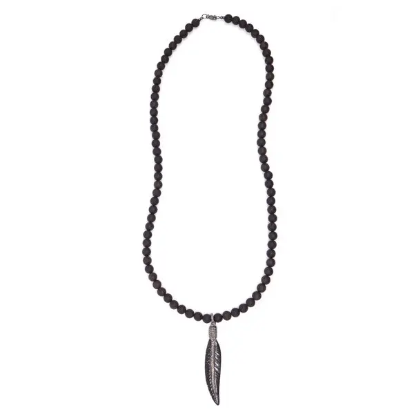 SHAR OKE Ebony Wood And Horn Pendant Necklace With Diamonds On Sterling Silver - Brown/silver