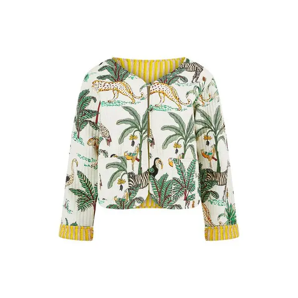 YUMI Reversible Quilted Jacket With Animal Print - White
