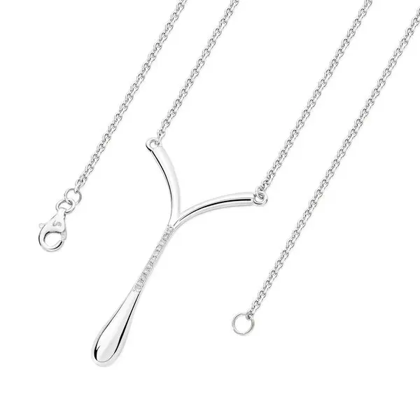 LUCY QUARTERMAINE Diamond Drop V Pendant Necklace - Silver