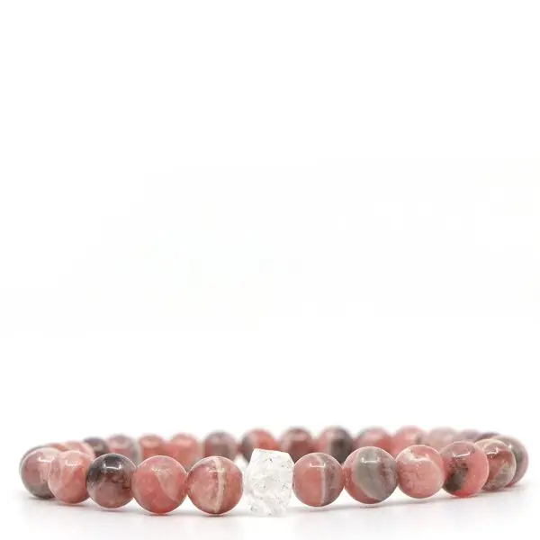 SHAR OKE Rhodochrosite And Herkimer Diamond Beaded Bracelet - Pink