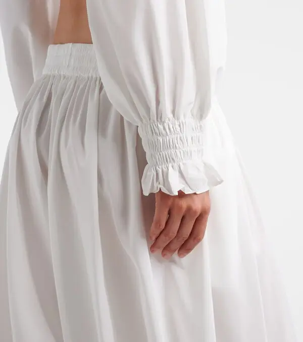 Norma Kamali Shirred Off-the-shoulder Puff Sleeve Crop Top