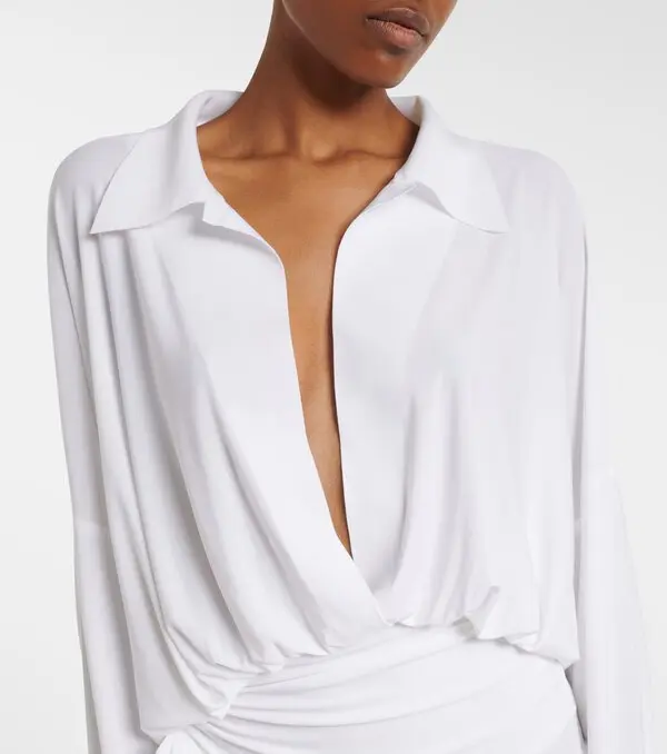Norma Kamali Asymmetrical Draped Jersey Mini Dress
