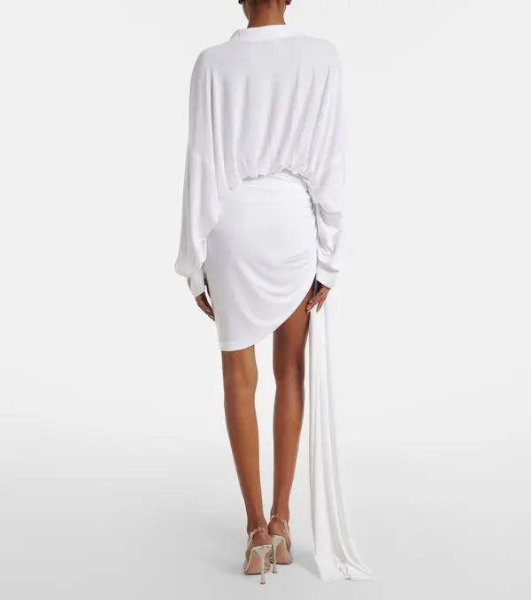 Norma Kamali Asymmetrical Draped Jersey Mini Dress