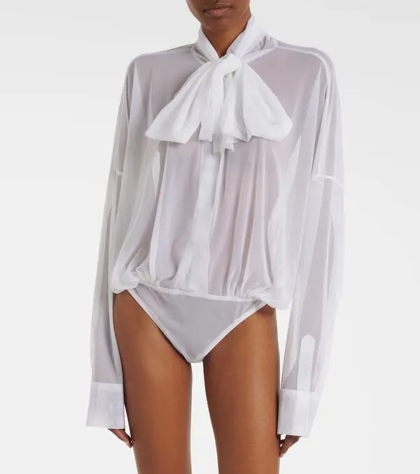 Norma Kamali Oversized Bow Detail Bodysuit
