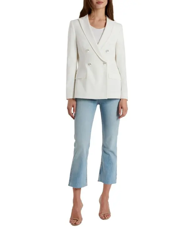 Santorelli Caryn Double-breasted Blazer In Cotton Stretch
