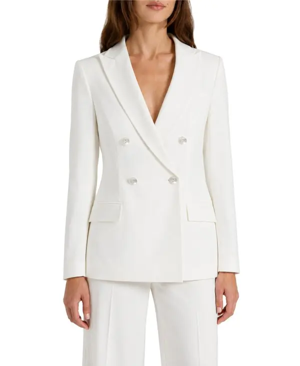 Santorelli Caryn Double-breasted Blazer In Cotton Stretch