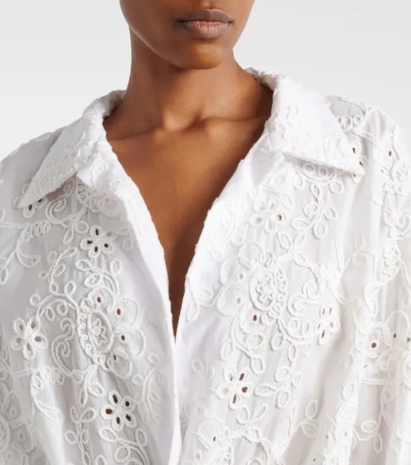 Norma Kamali Oversized Broderie Anglaise Cotton Bodysuit