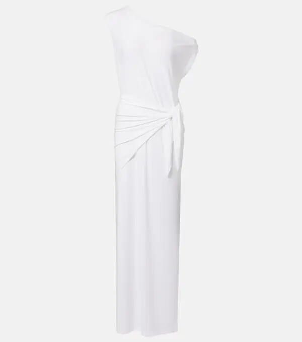 Norma Kamali One-shoulder Draped Jersey Maxi Dress - White