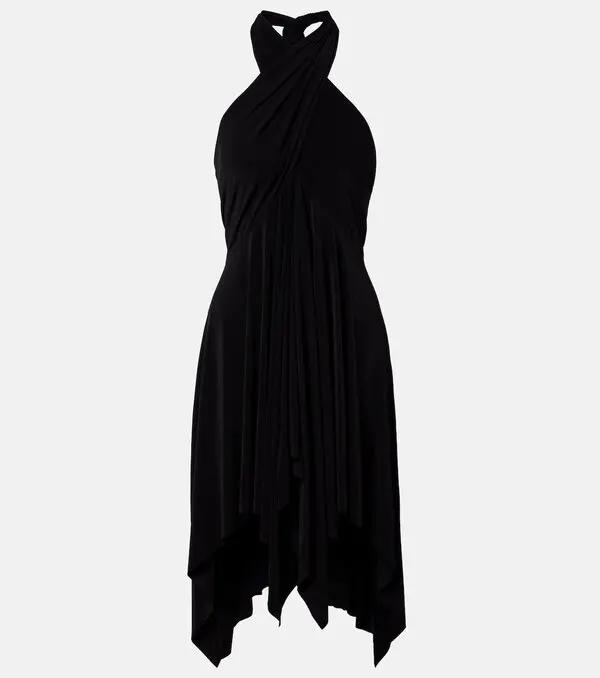 Norma Kamali Draped Halterneck Jersey Minidress - Black