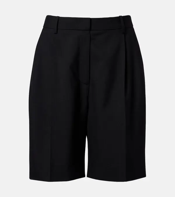 Khaite Auggie Virgin Wool Bermuda Shorts - Black