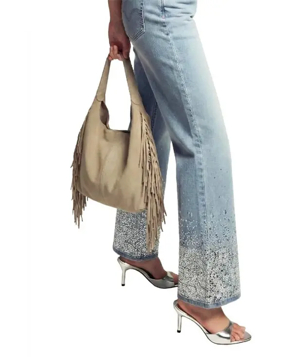 ELLE COLLECTION Suede Fringe Shoulder Bag