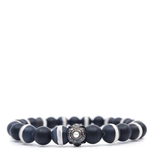 SHAR OKE Beaded Bracelet With Freshwater Pearl, Agate, And Onyx - Black/white