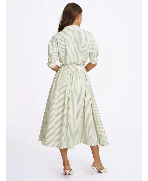 MISS CIRCLE NEW YORK Danica Poplin Striped Midi Shirt Dress