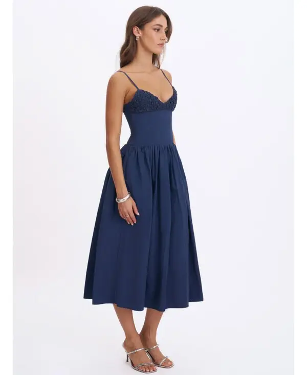 MISS CIRCLE NEW YORK Ailani Taffeta Smocked Midi Dress