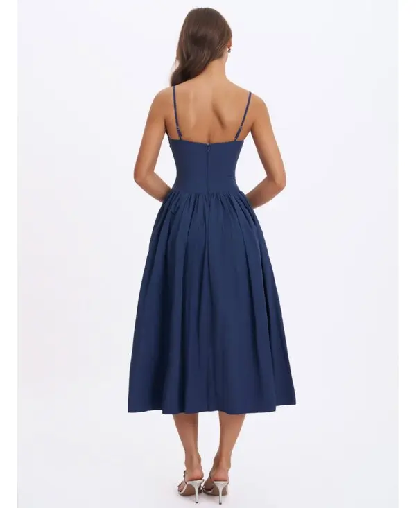 MISS CIRCLE NEW YORK Ailani Taffeta Smocked Midi Dress