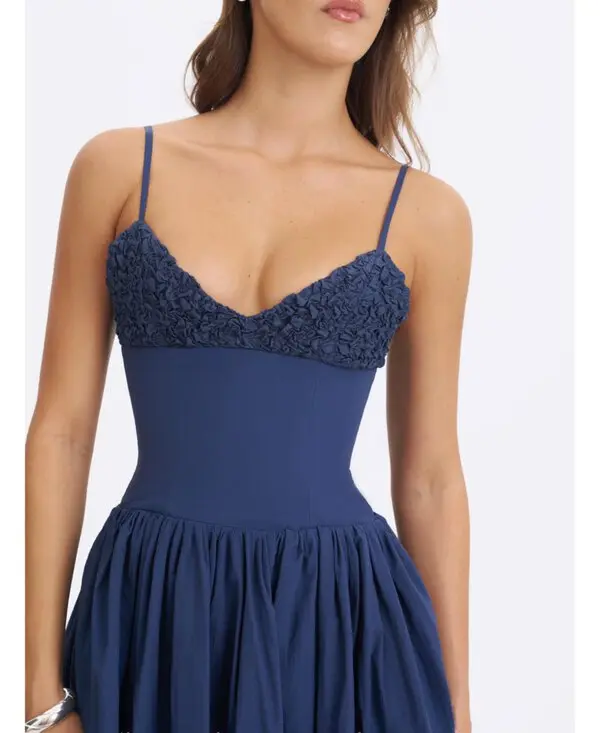 MISS CIRCLE NEW YORK Ailani Taffeta Smocked Midi Dress
