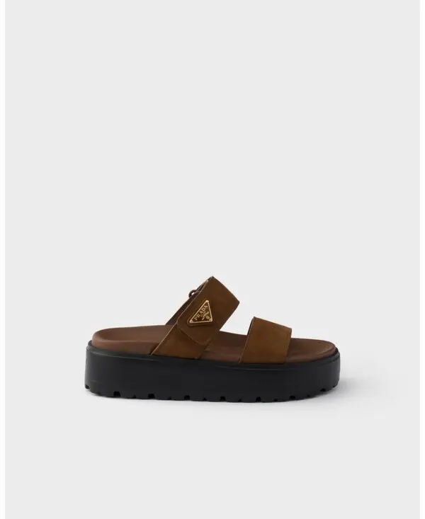 Prada Nubuck Platform Slides