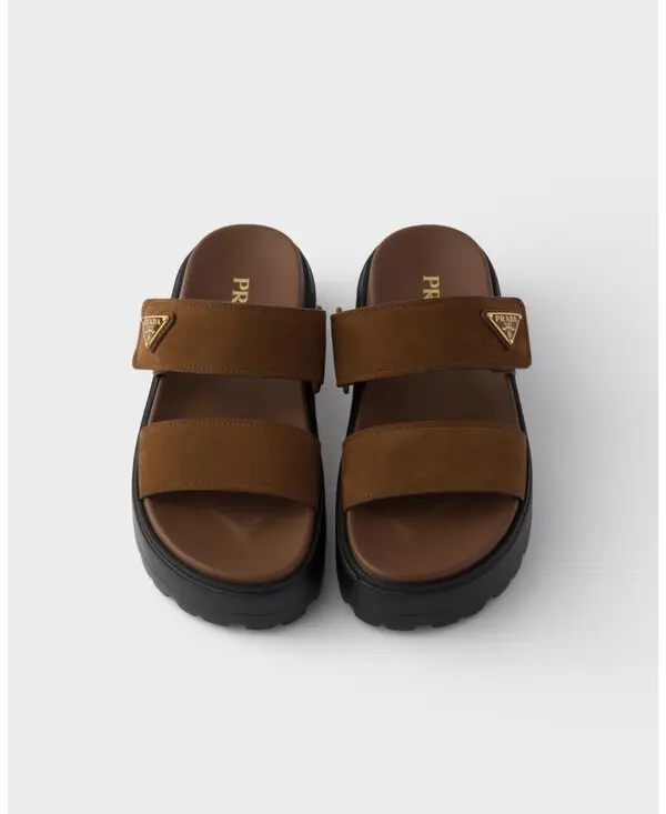 Prada Nubuck Platform Slides