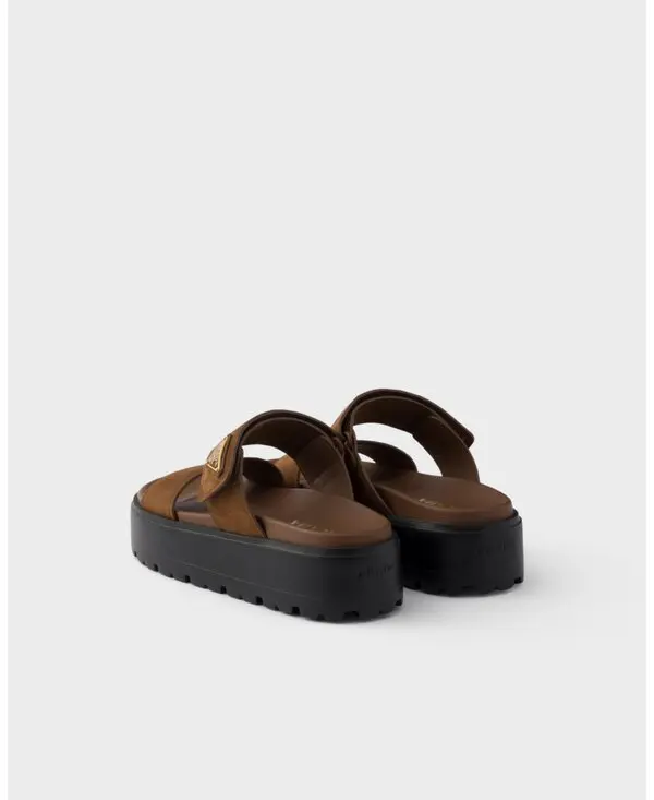 Prada Nubuck Platform Slides
