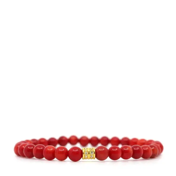 SHAR OKE Red Coral And 24k Gold Bracelet - Gold/red