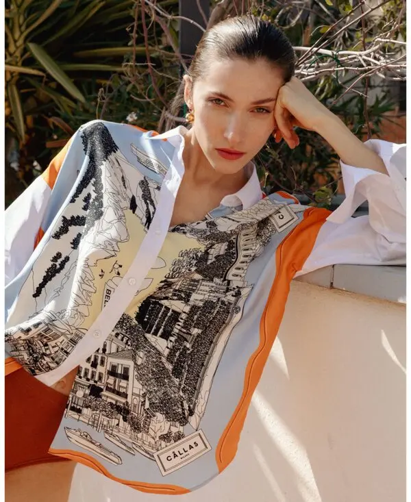 CALLAS MILANO Printed Silk Front Shirt