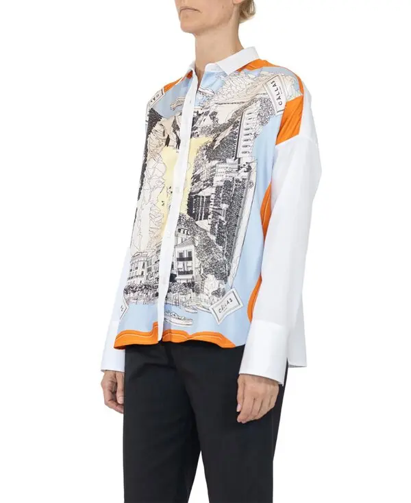 CALLAS MILANO Printed Silk Front Shirt