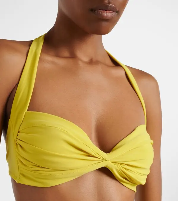 Norma Kamali Bill Ruched Halterneck Bikini Top - Yellow