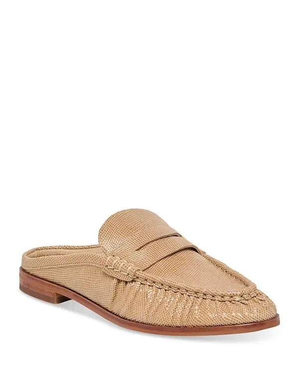 Dolce Vita Betzy Penny Loafer Mules - Latte Embossed Suede
