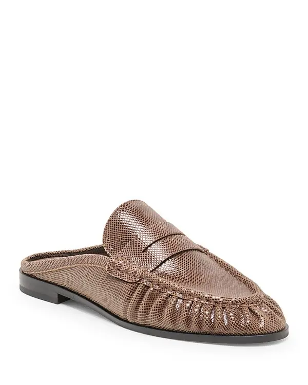 Dolce Vita Betzy Penny Loafer Mules - Mocha Embossed Suede