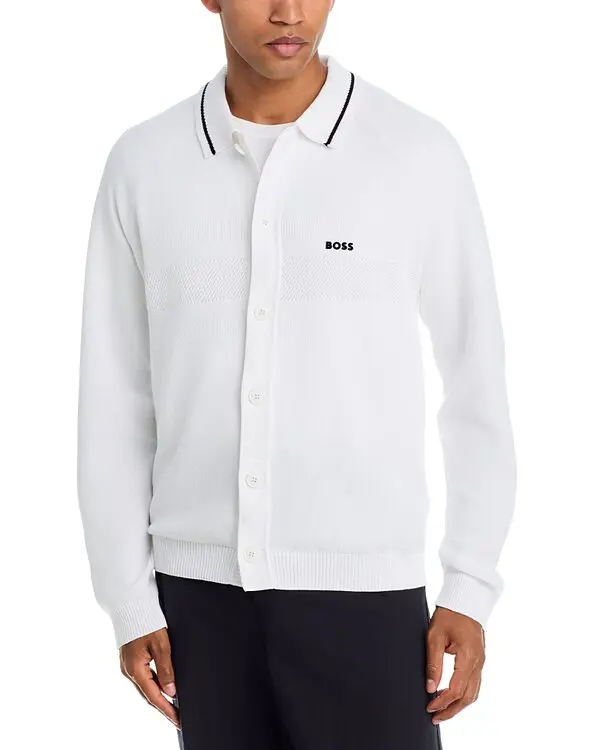 BOSS Tennis Member Logo Sweater Polo - White