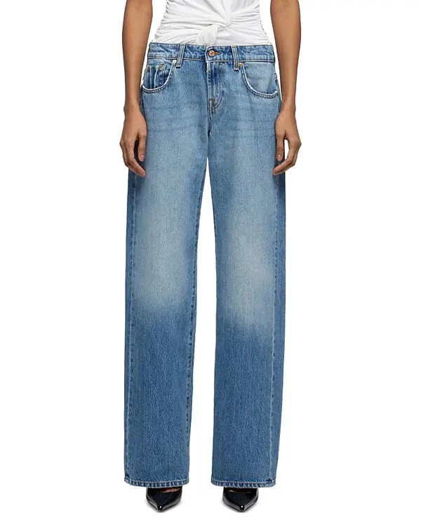 7 For All Mankind Low Rise Straight Jeans - Shadowcrest