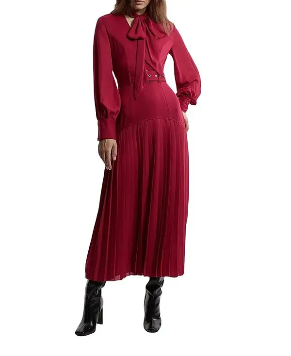 Karen Millen Jersey Ponte Georgette Mix Maxi Dress - Plum