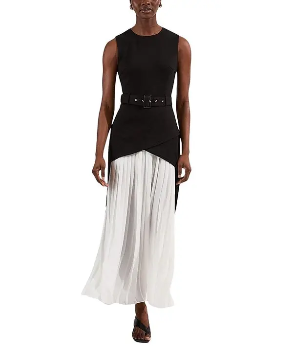 Karen Millen Jersey Pleated Maxi Dress - Mono