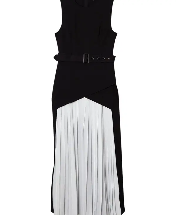Karen Millen Jersey Pleated Maxi Dress - Mono