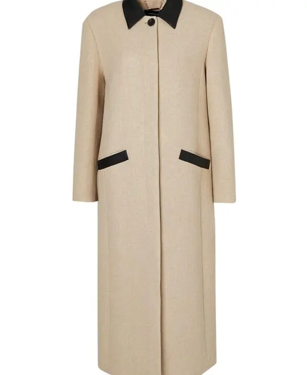 Karen Millen Wool Pu Mix Tailored Midi Coat