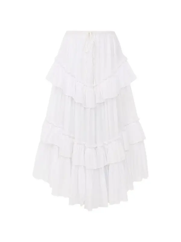 Chloé Cotton Maxi Skirt With Ruffles - White