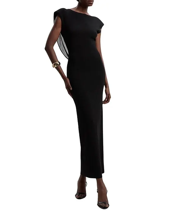 Karen Millen Slinky Plunge Back Maxi Dress - Black